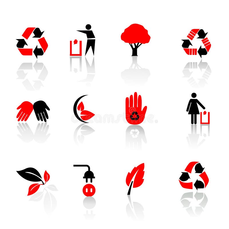 Set of Environmental / Recycling Icons Stock Vector - Illustration of ...