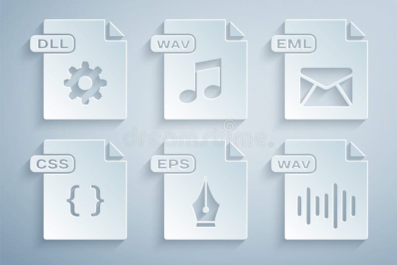 Set EPS File Document, EML, CSS, WAV, and DLL Icon. Vector Stock Vector ... Set EPS File Document, EML, CSS, WAV, and DLL Icon. Vector Stock Vector ...