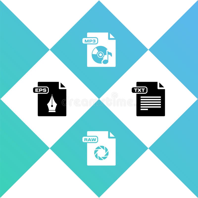 Set EPS File Document, RAW, MP3 and TXT Icon. Vector Stock Illustration ... Set EPS File Document, RAW, MP3 and TXT Icon. Vector Stock Illustration ...