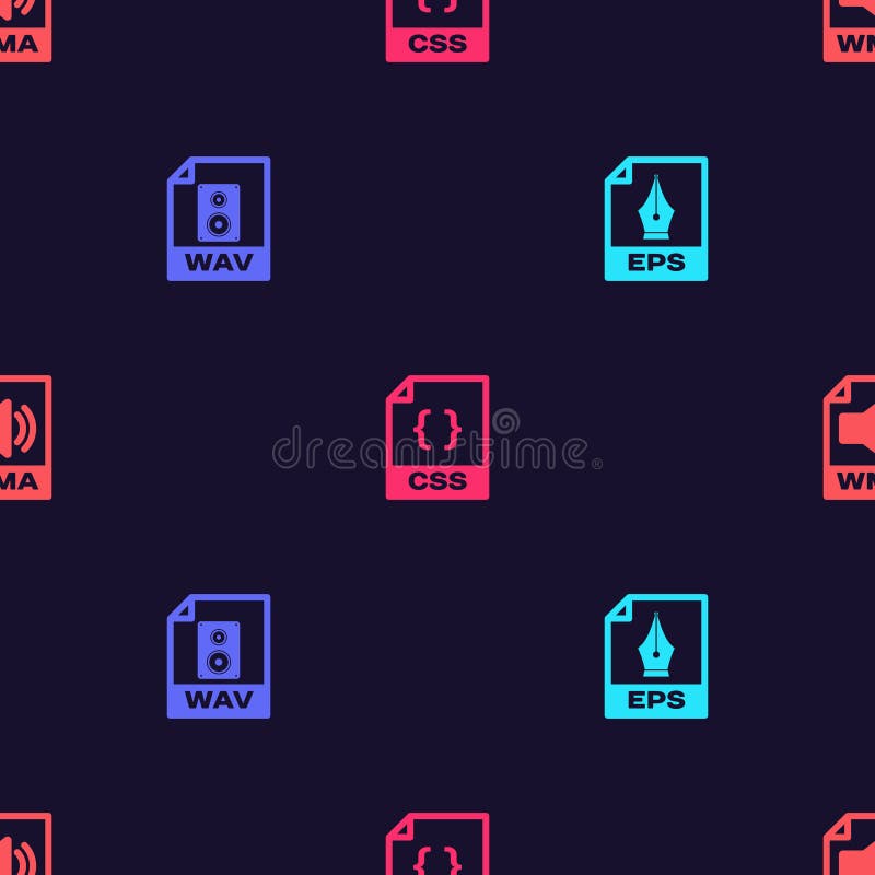 Set EPS File Document, WAV, CSS and WMA on Seamless Pattern. Vector ... Set EPS File Document, WAV, CSS and WMA on Seamless Pattern. Vector ...