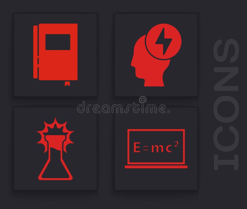 Set Equation Solution, Book, Head and Electric Symbol and Test Tube and ...