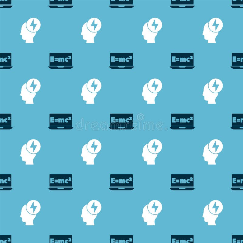 Set Equation Solution and Head and Electric Symbol on Seamless Pattern ...