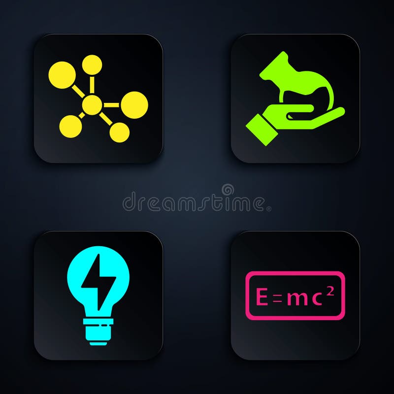 Set Equation Solution, Molecule, Light Bulb with Lightning and Test ...