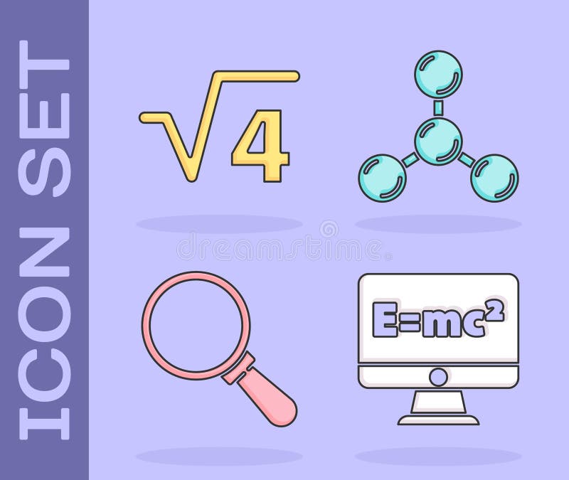 Set Equation Solution, Square Root of 4 Glyph, Magnifying Glass and ... Set Equation Solution, Square Root of 4 Glyph, Magnifying Glass and ...
