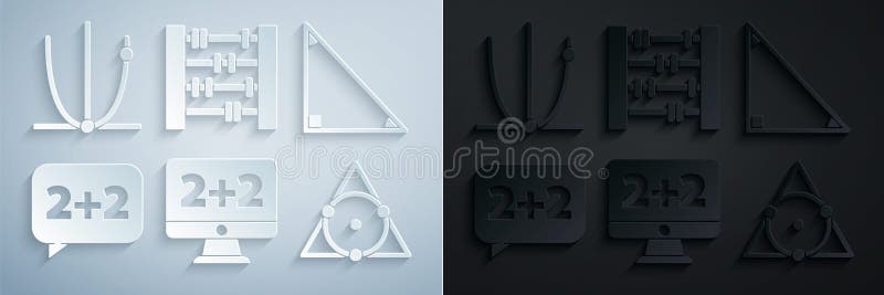 Set Equation Solution Triangle Math Abacus And Graph Schedule Chart Diagram Icon Vector