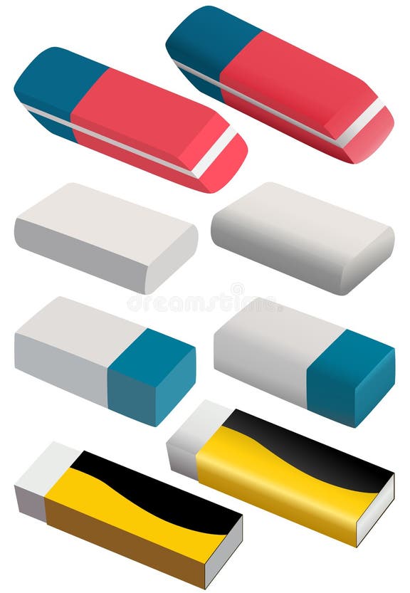 Set of Erasers of Different Color and Shape Stock Vector - Illustration ...