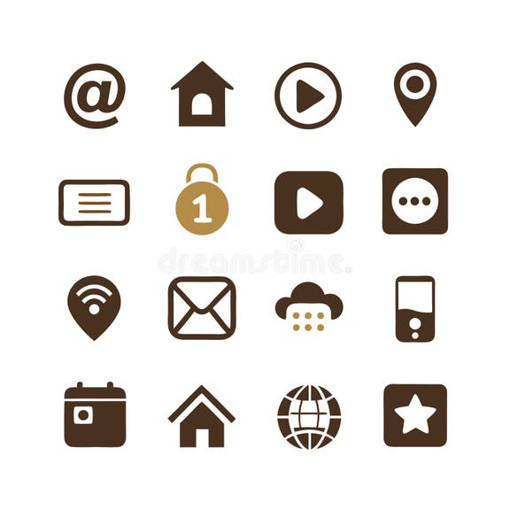 Set of Essential Brown and Tan Interface Vector Icons Stock Image ...