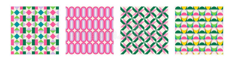 Set of Essential Geometric Printable Seamless Pattern with Abstract ...
