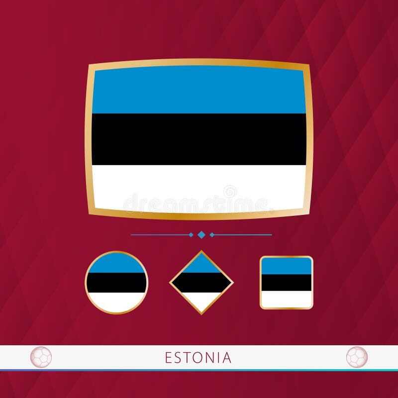 Set of Estonia Flags with Gold Frame for Use at Sporting Events on a ...