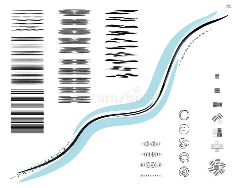 Set of 55 Etching Pattern Sketch Brushes for Illustrator. Stock Vector ...