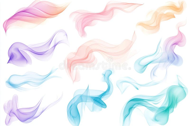 A Set of Ethereal Flow Elements with a Transparent Background Stock ...