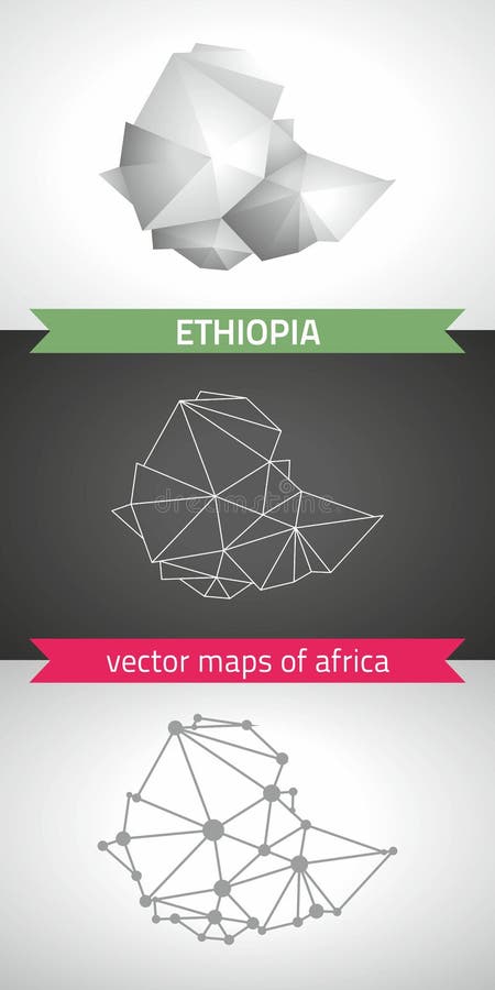 Ethiopia Collection of Vector Design Modern Maps, Gray and Black and ...