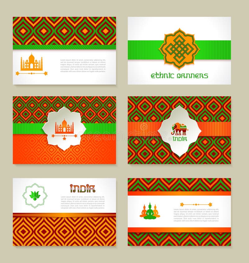 Set of Ethnic Indian Banners in National Colors. Stock Vector ...