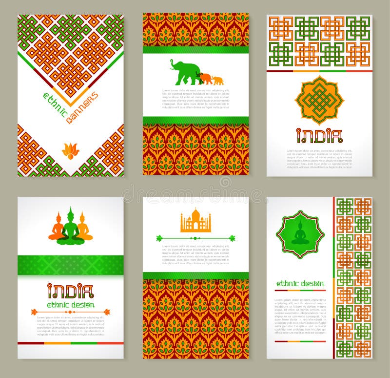Set of Ethnic Indian Banners in National Colors. Stock Vector ...