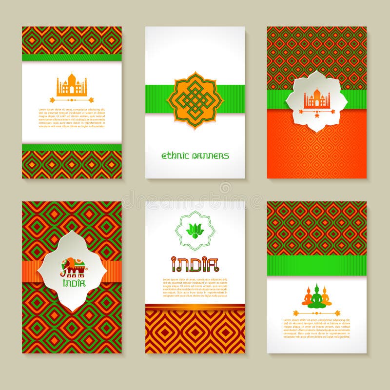 Set of Ethnic Indian Banners in National Colors. Stock Vector ...
