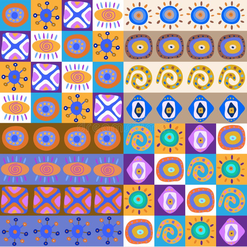 Embroidery Stitches Vector Seamless Patterns and Borders Set Stock ...