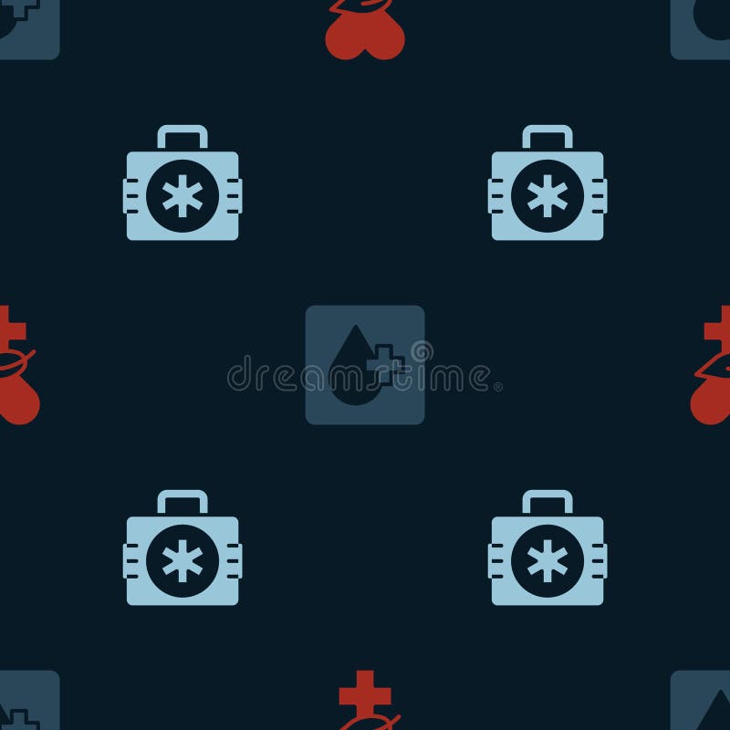 Set Ethnoscience, Blood Test and First Aid Kit on Seamless Pattern ...