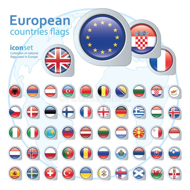 Set of European Flags, Vector Illustration. Stock Vector - Illustration ...