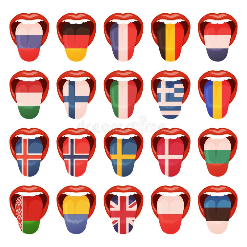 A Set of European Languages Vector Icons Stock Vector - Illustration of ...