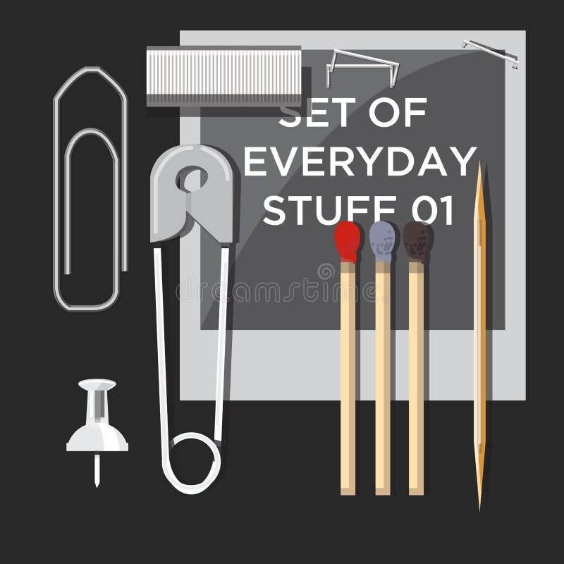 Set of everyday stuff - stock illustration. Illustration of equipment ...