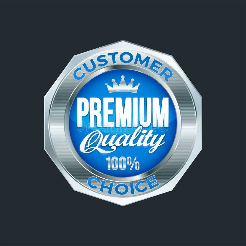 Set of Excellent Quality Blue Badges with Silver Border Stock Vector ...