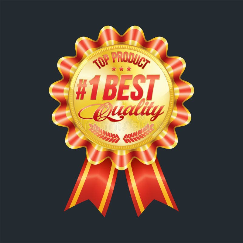 Set of Excellent Quality Red Badges with Gold Border Stock Vector ...