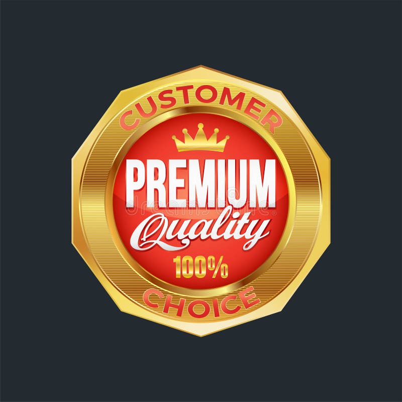 Set of Excellent Quality Blue Badges with Gold Border. Stock Vector ...