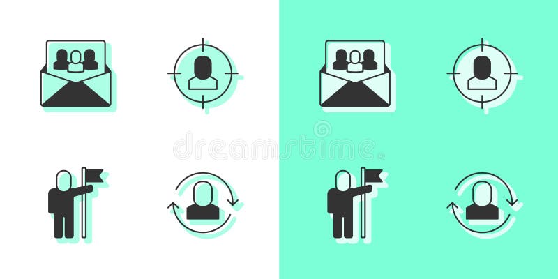 Set Exchange Work, Project Team Base, Man Holding Flag and Head Hunting ...