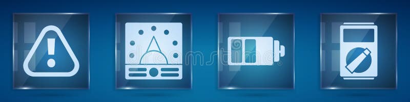 Set Exclamation Mark in Triangle, Ampere Meter, Multimeter, Voltmeter ...