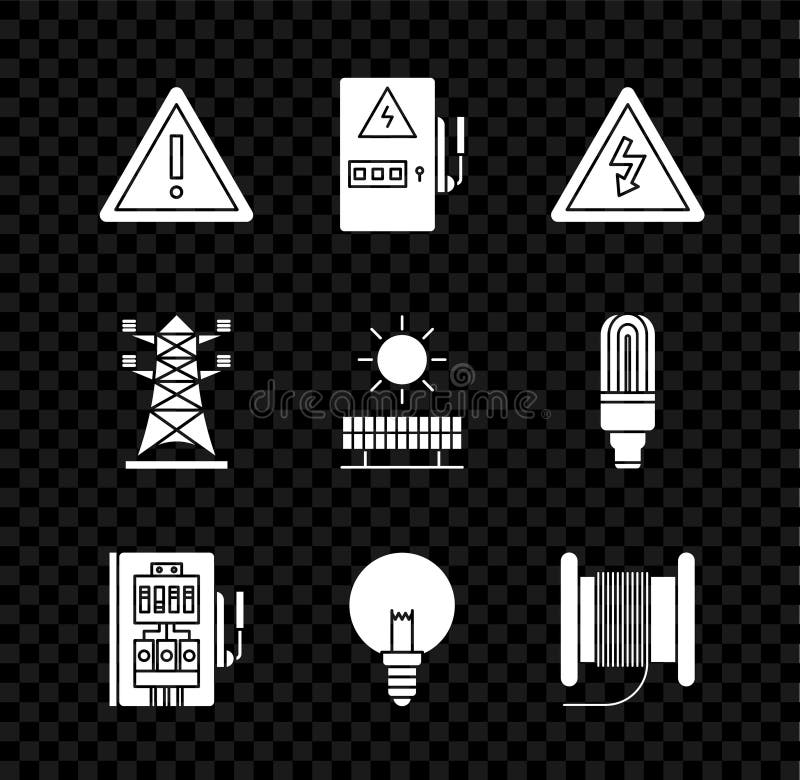 Set Exclamation Mark in Triangle, Electrical Panel, High Voltage Sign ...