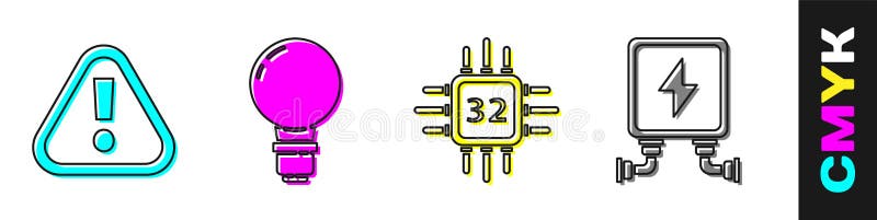 Set Exclamation Mark in Triangle, Light Bulb with Concept of Idea ...