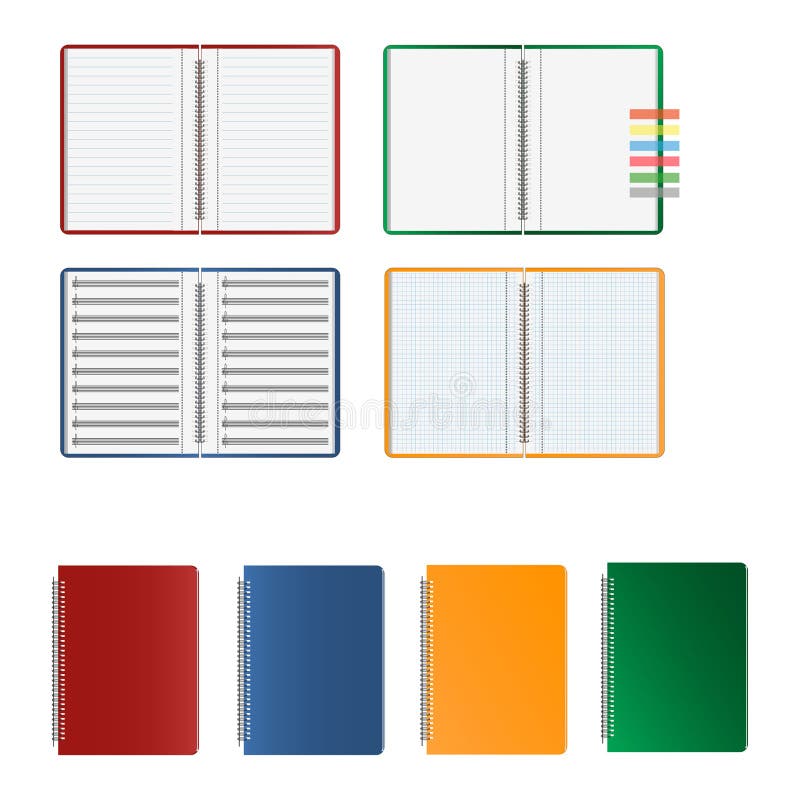 Set of Exercise Books with Different Types of Pages and Different ...