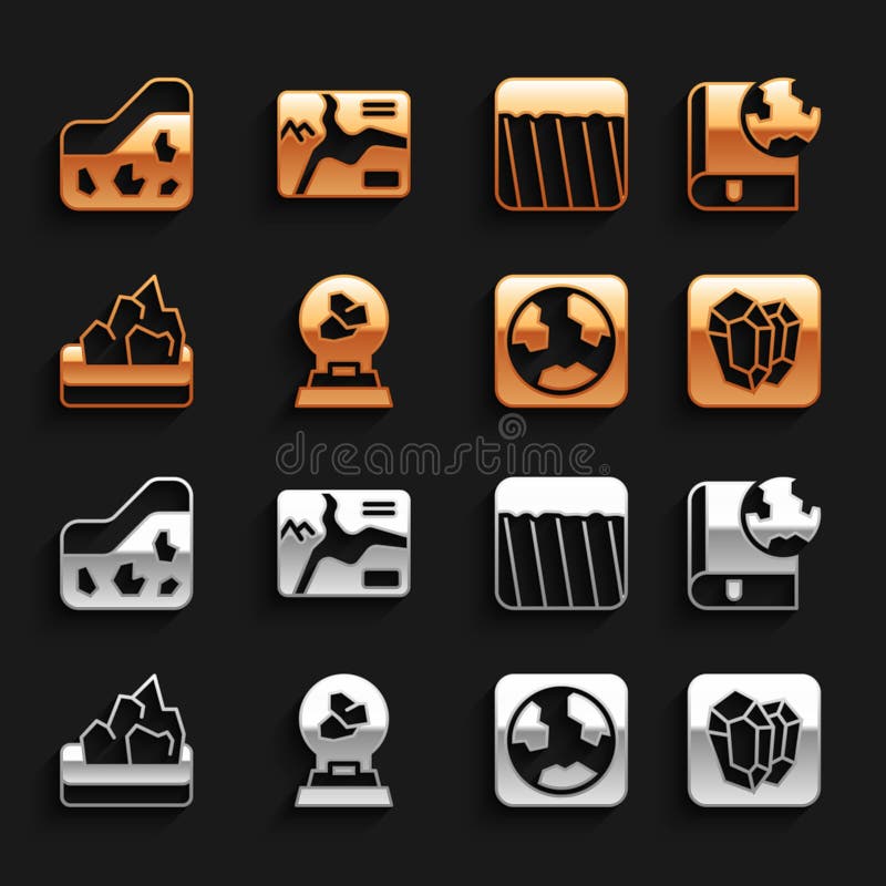 Set Exhibition with Minerals, Rocks, Earth Globe and Book, Gem Stone ...