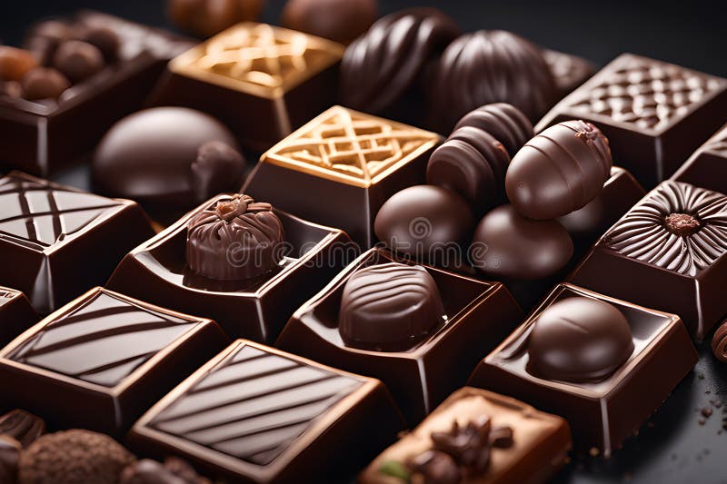 Set of Expensive Chocolates in the Box. Handmade. Delicious Chocolates ...