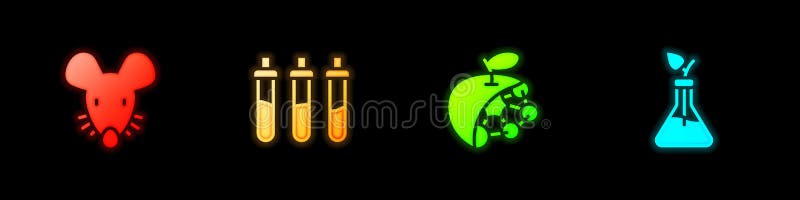 Set Experimental Mouse, Reagent Bottle, Biological Structure and Plant ...