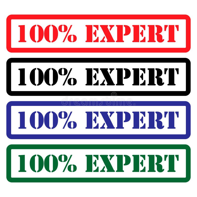 Set of Expert 100 Stamp Symbol, Label Sticker Sign Button, Text Banner ...