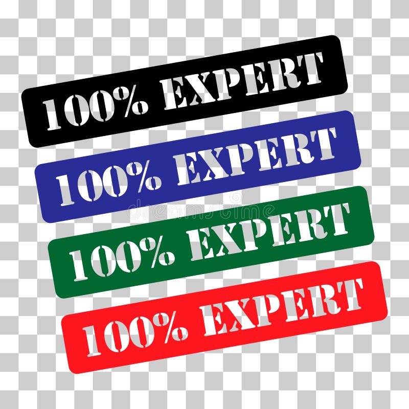 Set of Expert 100 Stamp Symbol, Label Sticker Sign Button, Text Banner ...