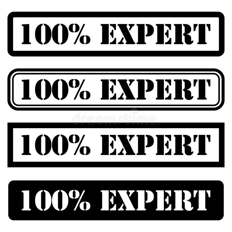 Set of Expert 100 Stamp Symbol, Label Sticker Sign Button, Text Banner ...