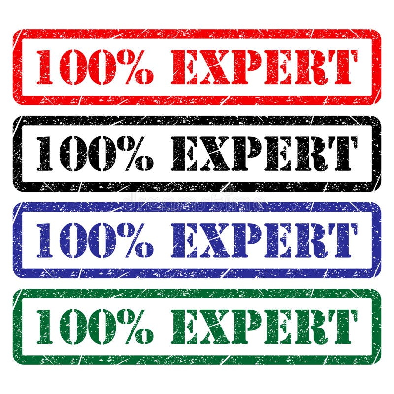 Set of Expert 100 Stamp Symbol, Label Sticker Sign Button, Text Banner ...