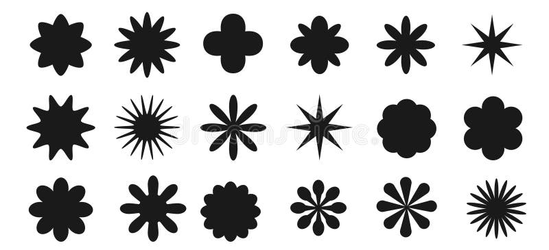 Set of Exploding Star and Flowers Shape. Starburst Sale Stickers. Round ...