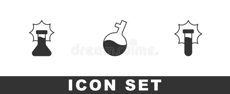 Set Explosion in the Flask, Test Tube and Icon. Vector Stock Vector ...