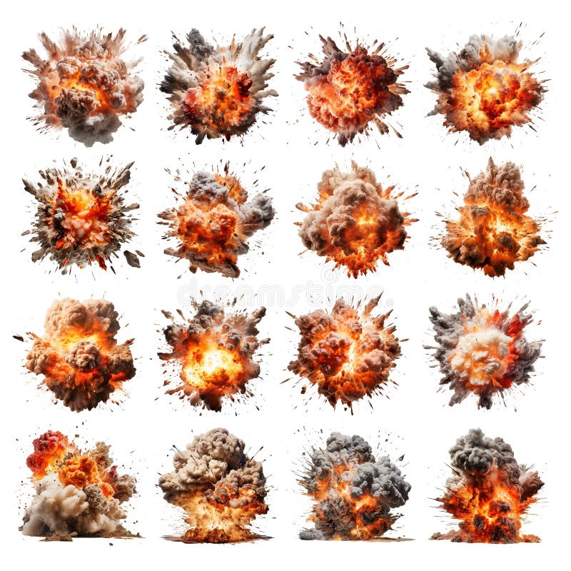 Set of Explosions with Stones Isolated on a White or Transparent ...
