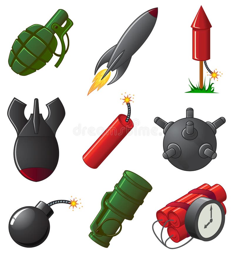 Set of Explosive Icons stock vector. Illustration of armaments - 16388533