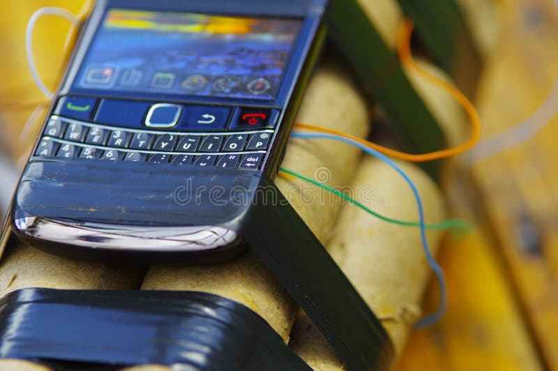 Set of Explosives with a Cellphone As Detonator Stock Image - Image of ...