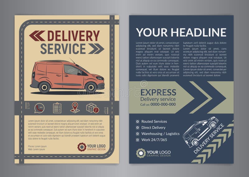 Set of Express Delivery Service Brochure Flyer Design Layout Template ...
