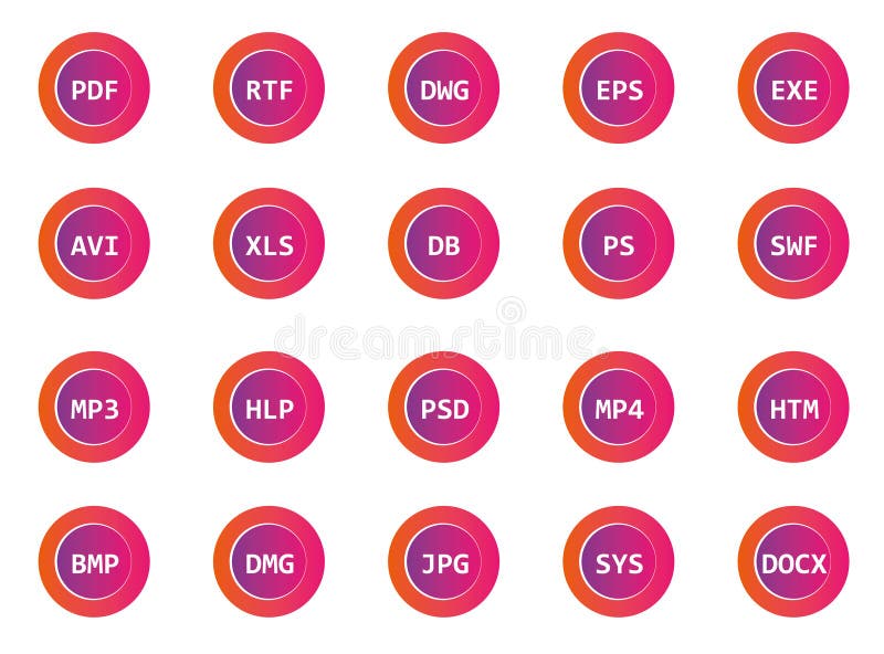 Set of Extensions Files Icons 1 Stock Vector - Illustration of type ...