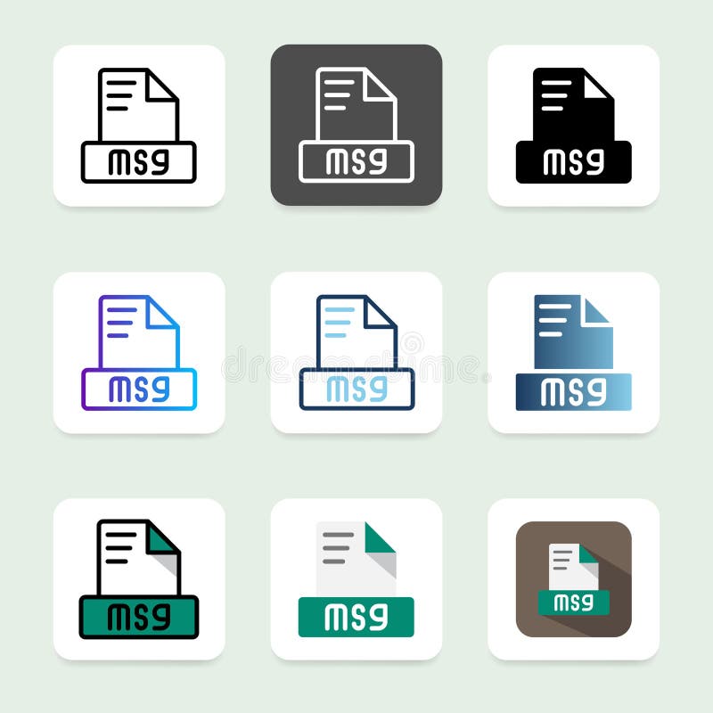 Set of Eye Catching Msg File Format Icons with Bright Colors and a ...
