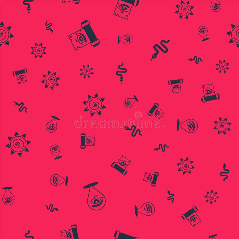 Set Eye of Horus, on Papyrus Scroll, Sun and Snake on Seamless Pattern ...