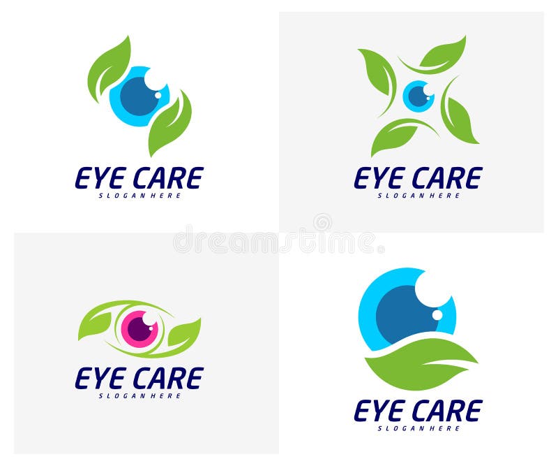 Set of Eye Leaf Logo Design Vector Template, Creative Eye Logo Concept ...