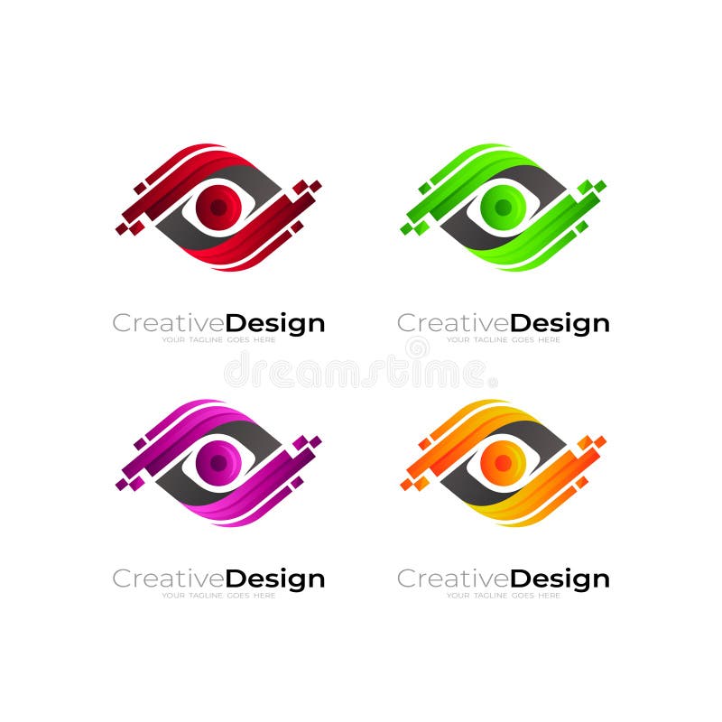 Set Eye Logo with Vision Design Template Stock Vector - Illustration of ...